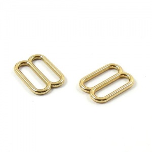 25mm Strap Adjuster / 3 Bar Slide BRASS Plated x2 - artisanleather.co.uk