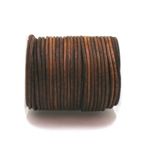Medium Brown Antique Effect 2mm Round Leather Lacing 25 Metres ...