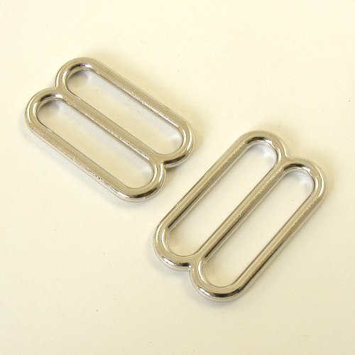 32mm Strap Adjuster / 3 Bar Slide Nickel Plated x2 - artisanleather.co.uk