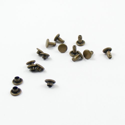 7mm Double Cap Antiqued Brass Plated Rivets x 100 - artisanleather.co.uk