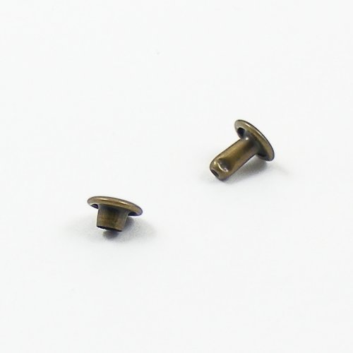 7mm Double Cap Antiqued Brass Plated Rivets x 100 - artisanleather.co.uk