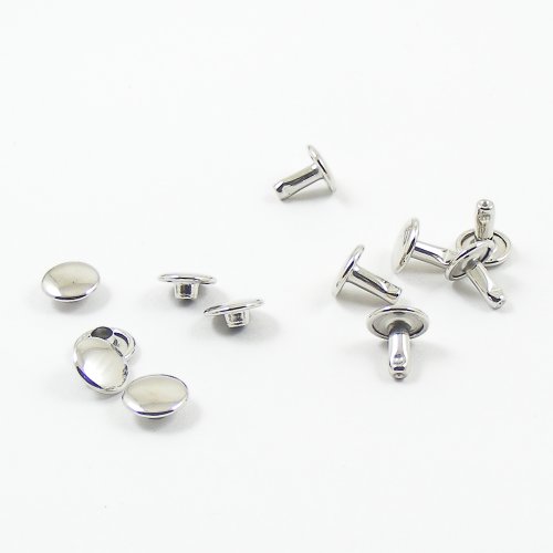 9mm Double Cap Nickel Plated Rivets Pack of 100 - artisanleather.co.uk