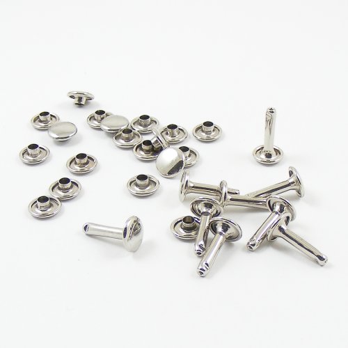 15mm Double Cap Nickel Plated Rivets x 100 - artisanleather.co.uk