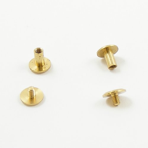 7mm Leather Joining Screw - Brass - 100pk - artisanleather.co.uk