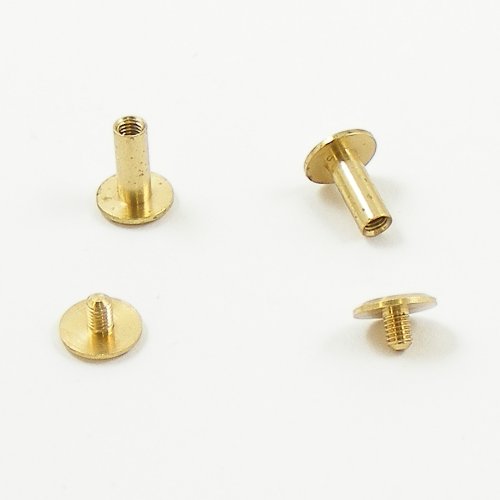 10mm Leather Joining Screw - Brass - 10pk - artisanleather.co.uk