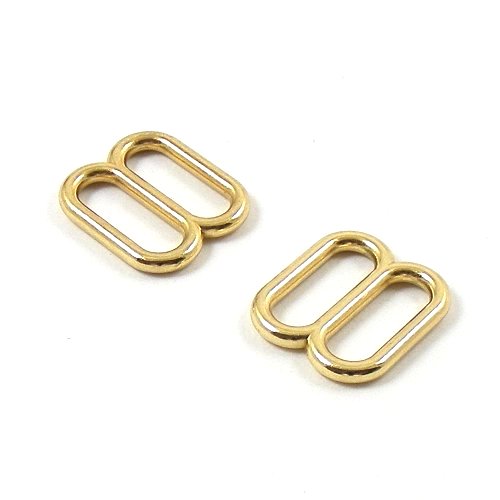19mm Strap Adjuster / 3 Bar Slide BRASS Plated x2 - artisanleather.co.uk