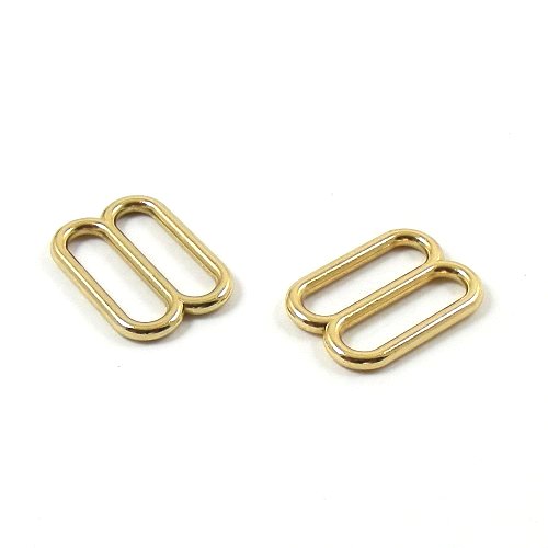 25mm Strap Adjuster / 3 Bar Slide BRASS Plated x2 - artisanleather.co.uk