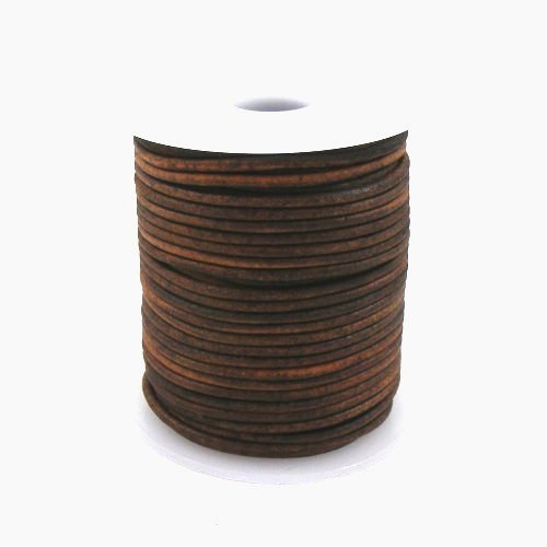 Medium Brown Antique Effect 2mm Round Leather Lacing 25 Metres ...