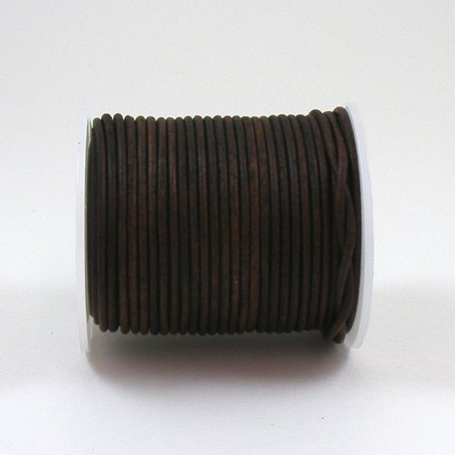 Dark Brown Antique Effect 2mm Round Leather Lacing 25 Metres ...