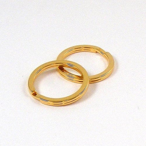 26mm FLAT 24 Carat Gold Plated Split Rings x 10 - artisanleather.co.uk